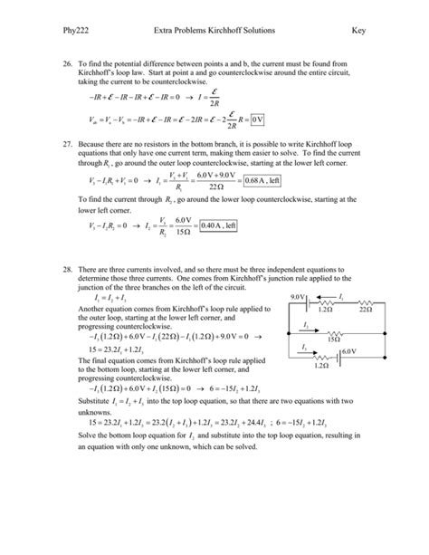 Extra Problems Kirchhoff Solutions