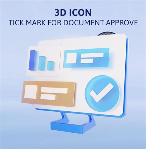 Premium Psd Tick Mark For Document Approve 3d Rendering Illustration
