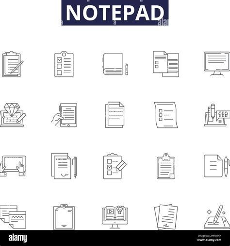 Notepad Line Vector Icons And Signs Text Document Type Compose