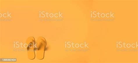 파스텔 오렌지 배경에 플립 플롭 여름 개념 3d 그림 3차원 형태에 대한 스톡 사진 및 기타 이미지 3차원 형태 개념