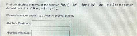 solved find the absolute extrema of the function