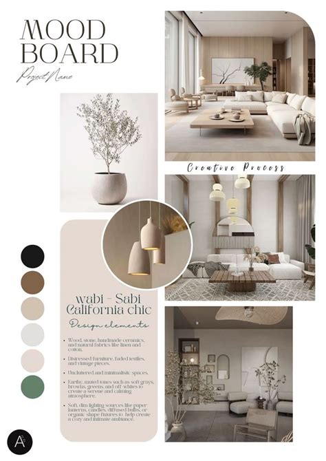 Mood Board Presentation Interior Design Wabi Sabi Residential Presentation Home Decor Mood Board