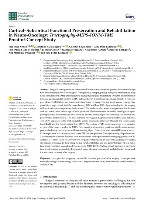 Pdf Corticalsubcortical Functional Preservation And Rehabilitation