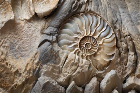 Premium Ai Image Detail Of Nautilus Shell Fossil In A Rock Matrix
