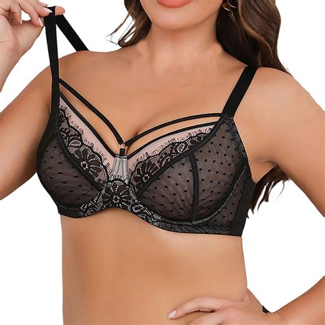 Ahtjrt Plus Size Lace Bras For Women See Through Full Coverage
