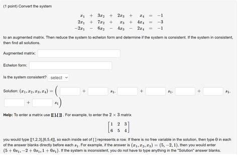 Solved 1 Point Given That The Matrix Chegg Com