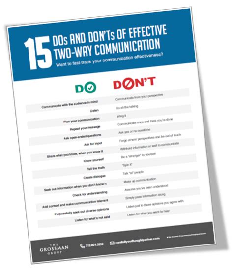 Effective Two Way Communication Tip Sheet The Grossman Group