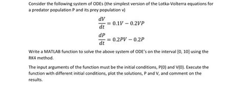 Solved Consider The Following System Of ODEs The Simplest Chegg