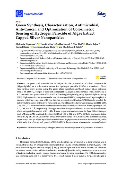 Pdf Green Synthesis Characterization Antimicrobial Anti Cancer And Optimization Of