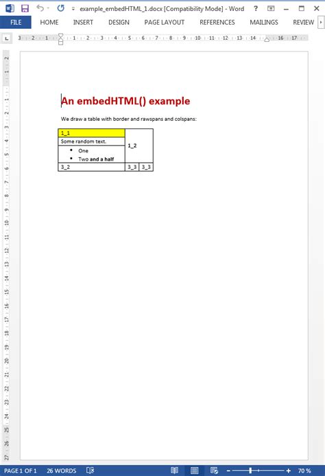 Pdxembedhtml Inserts Html Content Into The Word Document Xmldocx