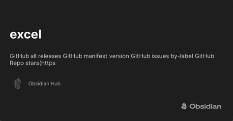 Excel Obsidian Hub Obsidian Publish