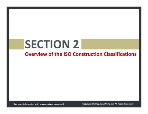 Assetworks Iso Construction Classifications Quick Guide Pdf