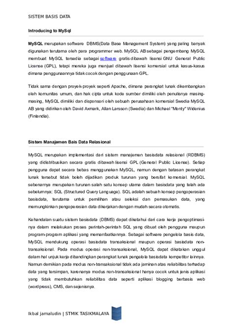 Doc Implementasi Tabel Di My Sql