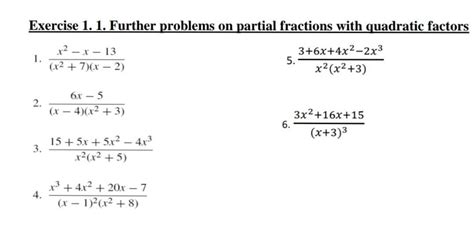 Solved Exercise 11 Further Problems On Partial Fractions