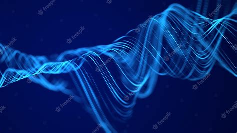 Premium Photo Digital Blue Wave Of Particles Abstract Futuristic Dynamic Background Big Data