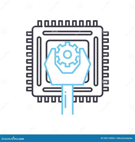 Processor Line Icon Outline Symbol Vector Illustration Concept Sign