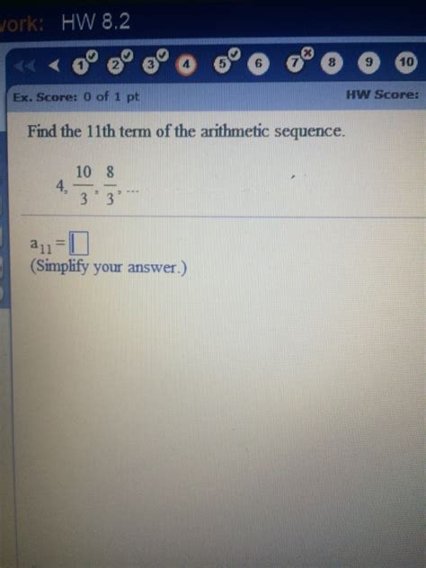 Solved Find The 11th Term Of The Arithmetic Sequence 4