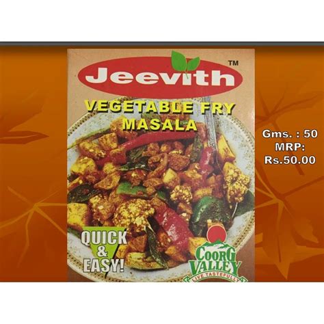 Jeevith Vegetable Fry Masala Packaging Size 50 Gm At ₹ 50 Box In