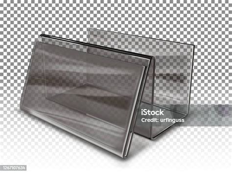 어두운 투명 아크릴로 만든 명함 홀더 흰색 투명 배경에서 격리된 벡터 사실적인 그림입니다 0명에 대한 스톡 벡터 아트 및 기타 이미지 Istock