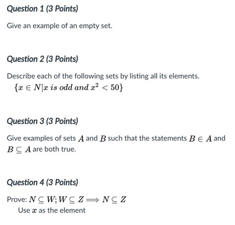 Solved Question 1 3 Points Give An Example Of An Empty Chegg Com