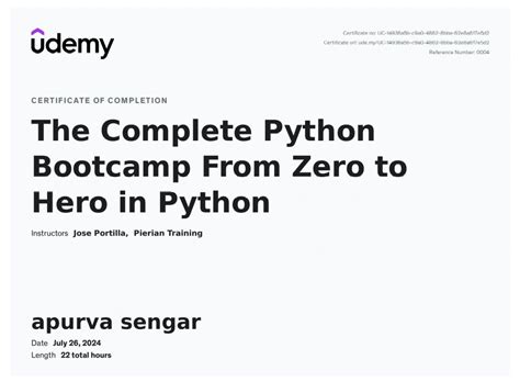 completed python course on udemy apoorva sengar posted on the topic