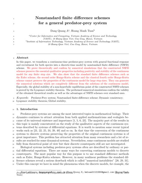 Pdf Nonstandard Finite Difference Schemes For A General Predator Prey System