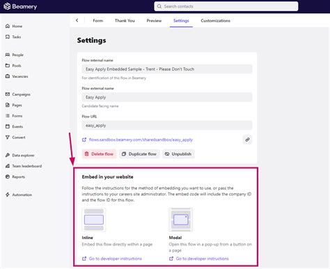 Convert Flows Embed Convert Flows Beamery