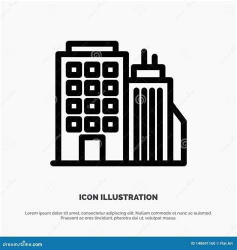Building Office Tower Head Office Line Icon Vector Stock Vector