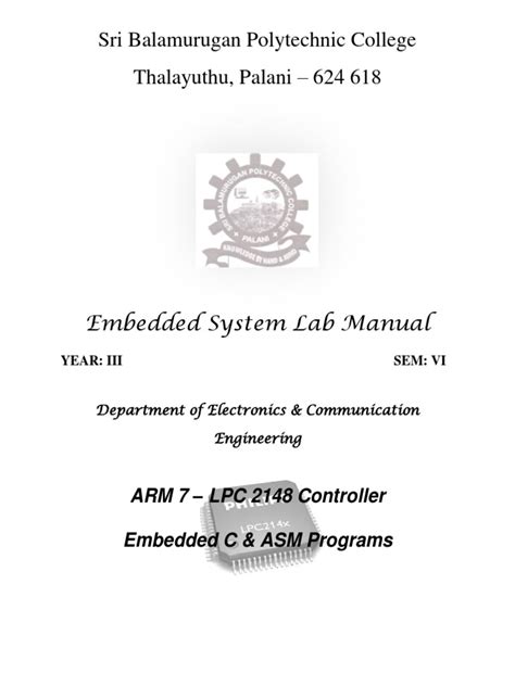 Embedded System Lab Manual For Sri Balamurugan Polytechnic College