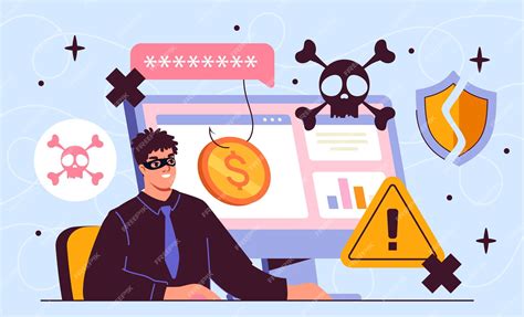 Premium Vector Hacker With Digital Virus Man In Mask Near Computer