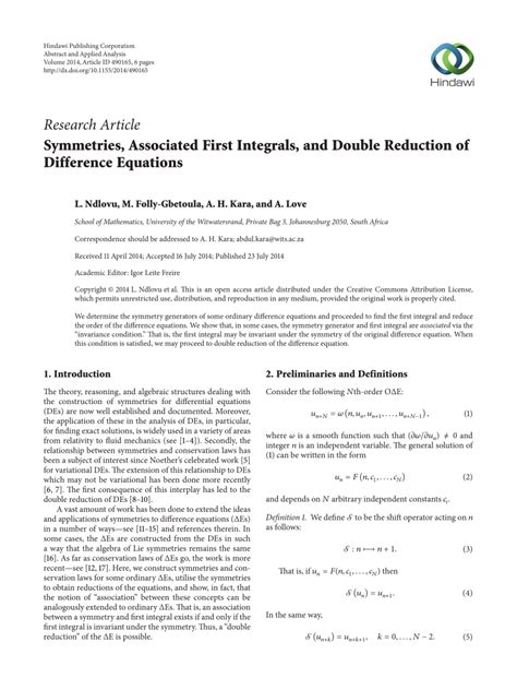 Pdf Symmetries Associated First Integrals And Double Reduction Of