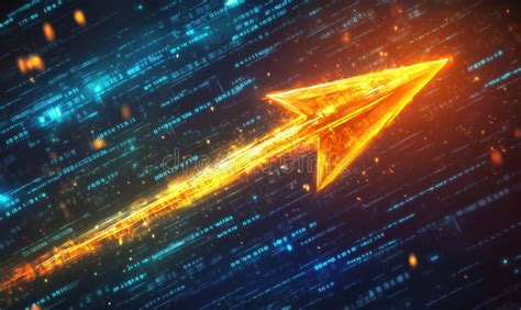 Glowing Digital Arrow Symbolizing Progress And Technology In A Data