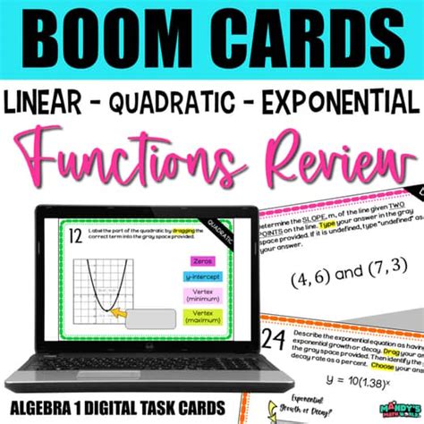 Linear Quadratic Exponential Functions Quick Review Boom Cards Algebra 1