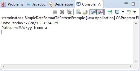 Java Simpledateformat Topattern Method Example