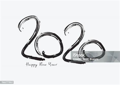 2020 텍스트 디자인 블랙 컬러 새해 복 많이 받으세요 와 해피 홀리데이의 컬렉션 문자 디자인 요소 흰색 배경에 고립 된 필기 2020년 달력 2020년에 대한 스톡 벡터