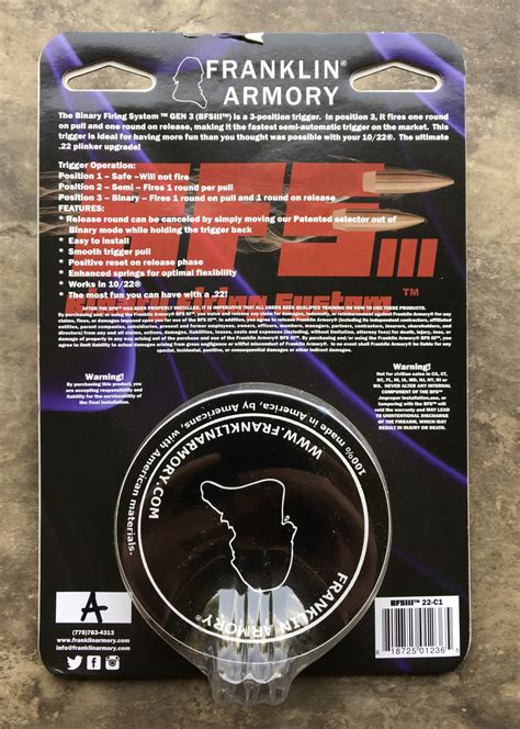 Franklin Armory Bfsiii 22 C1 Binary Firing System Iii Trigger For 10 22