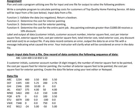 Solved Assignment Plan And Code A Program Utilizing One File Chegg