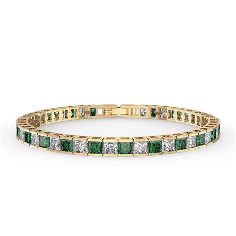 Princess Emerald Cz 18ct Gold Plated Silver Tennis Bracelet Jian London