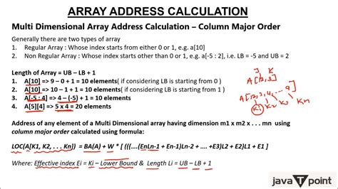 Multi Dimensional Array Address Calculation Youtube