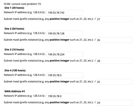 Solved Vlsm Lecture Note Problem 19 Site 1 30 Hosts