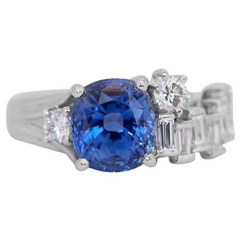 Mesmerizing 196ct Sapphire And Diamonds Cluster Ring In 18k White Gold