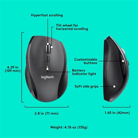 Logitech M705 Marathon Wireless Optical Mouse With 5 Programmable
