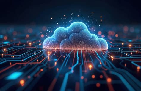 Abstract Digital Cloud Computing Concept Futuristic Tech Data