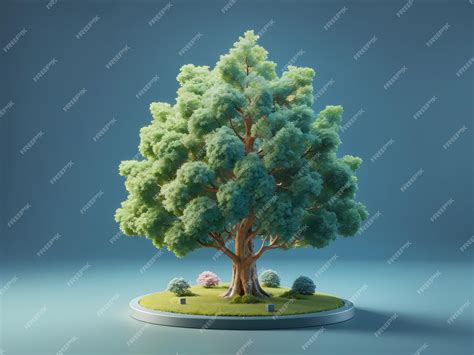 premium ai image tiny cute isometric 3d render tree