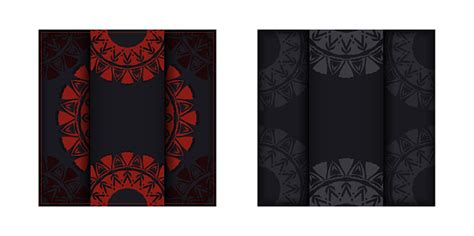 추상 장식이있는 엽서 인쇄 디자인을위한 템플릿 그리스 레드 빈티지 장식과 로고를위한 장소와 검은 배경 0명에 대한 스톡 벡터 아트 및 기타 이미지 Istock