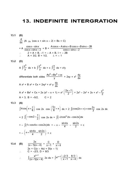 Indefinite Integration Sol Pdf Calculus Area
