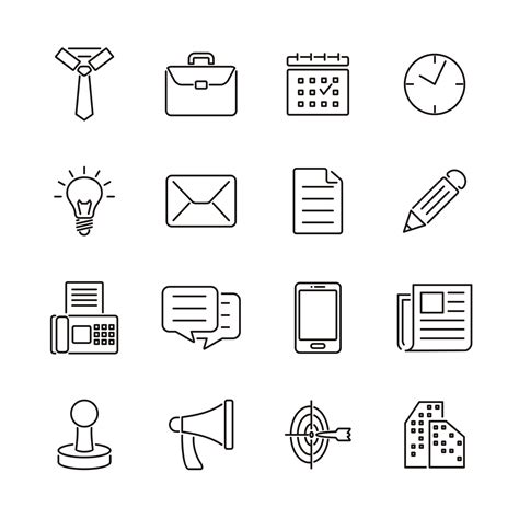 Outline Icons Related To Business And Office 1225254 Vector Art At Vecteezy