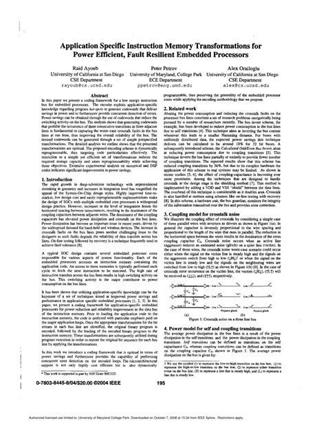 Pdf Application Specific Instruction Memory Transformations For Power Efficient Fault
