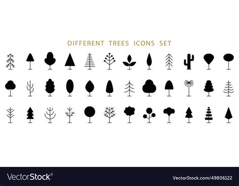 Tree Line Icon Set Logo Shapes Collection Vector Image