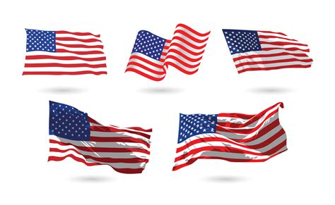 Vintage Waving Usa Flag Set Vector Waving American Flags 7819967 Vector Art At Vecteezy